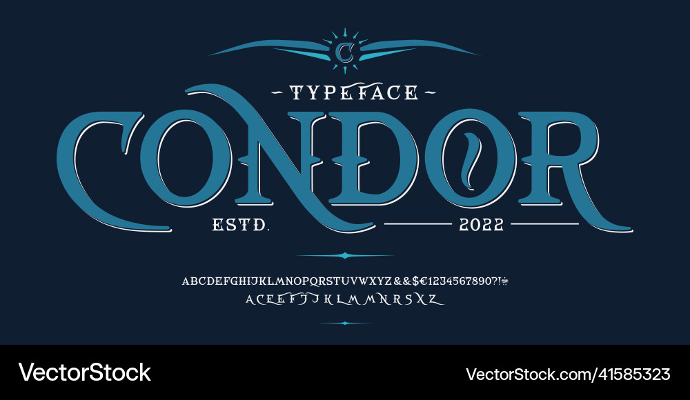 Font condor vintage design old label logo Vector Image