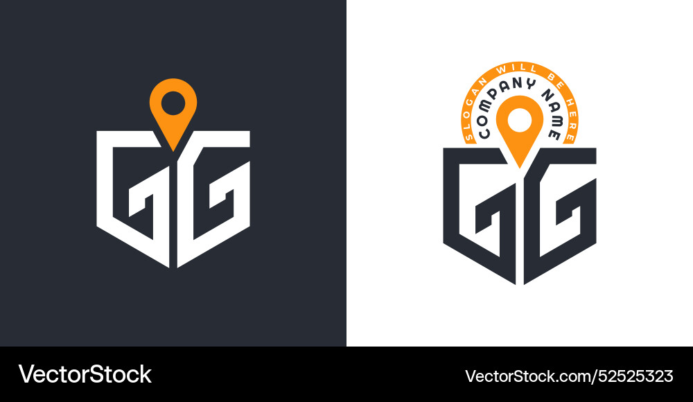 Gg location logo bundle letter dual icons Vector Image