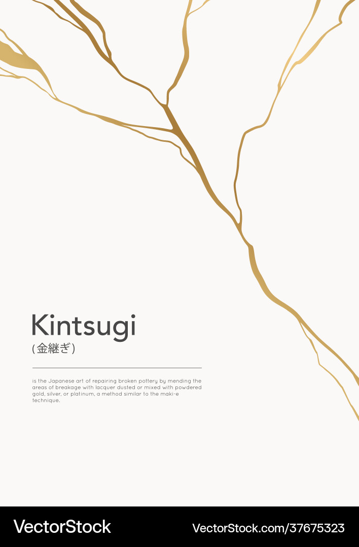 Gold Kintsugi Japanese Art Poster Royalty Free Vector Image