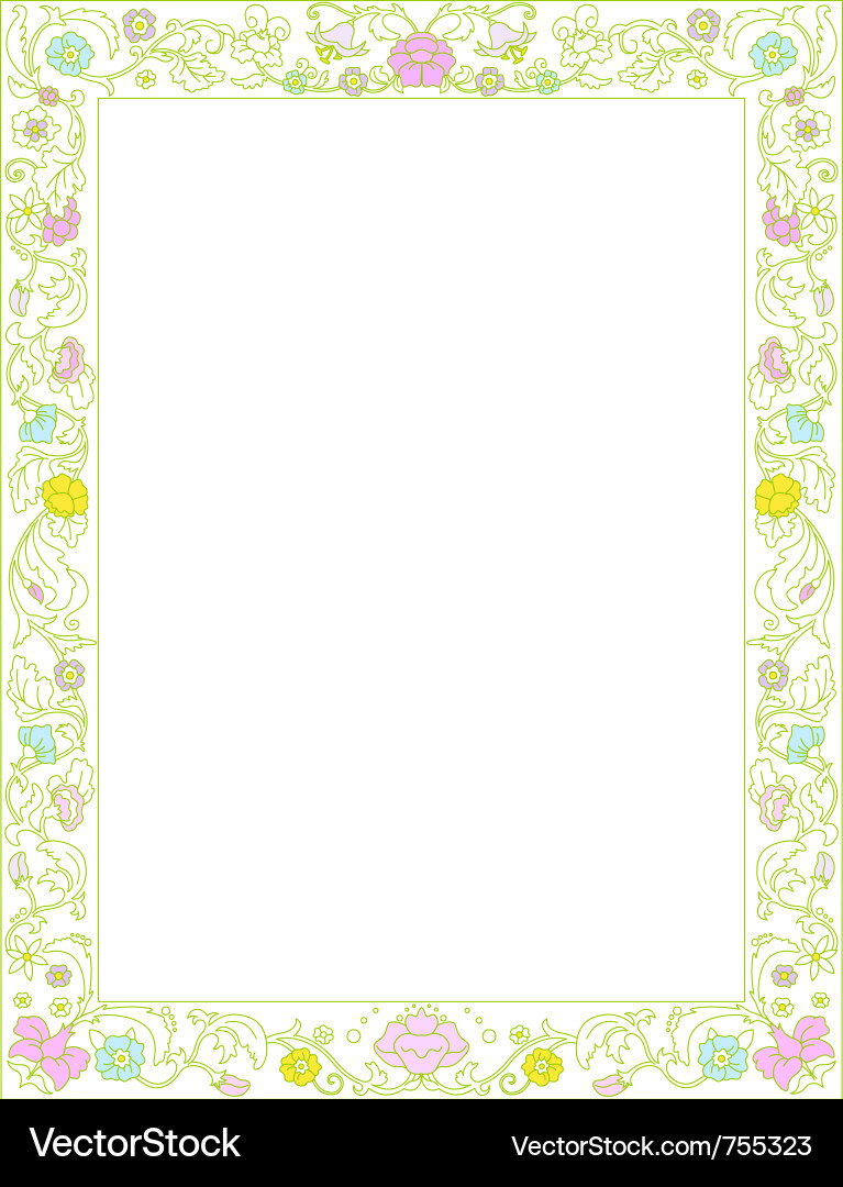 Green spring frame with flowers Royalty Free Vector Image