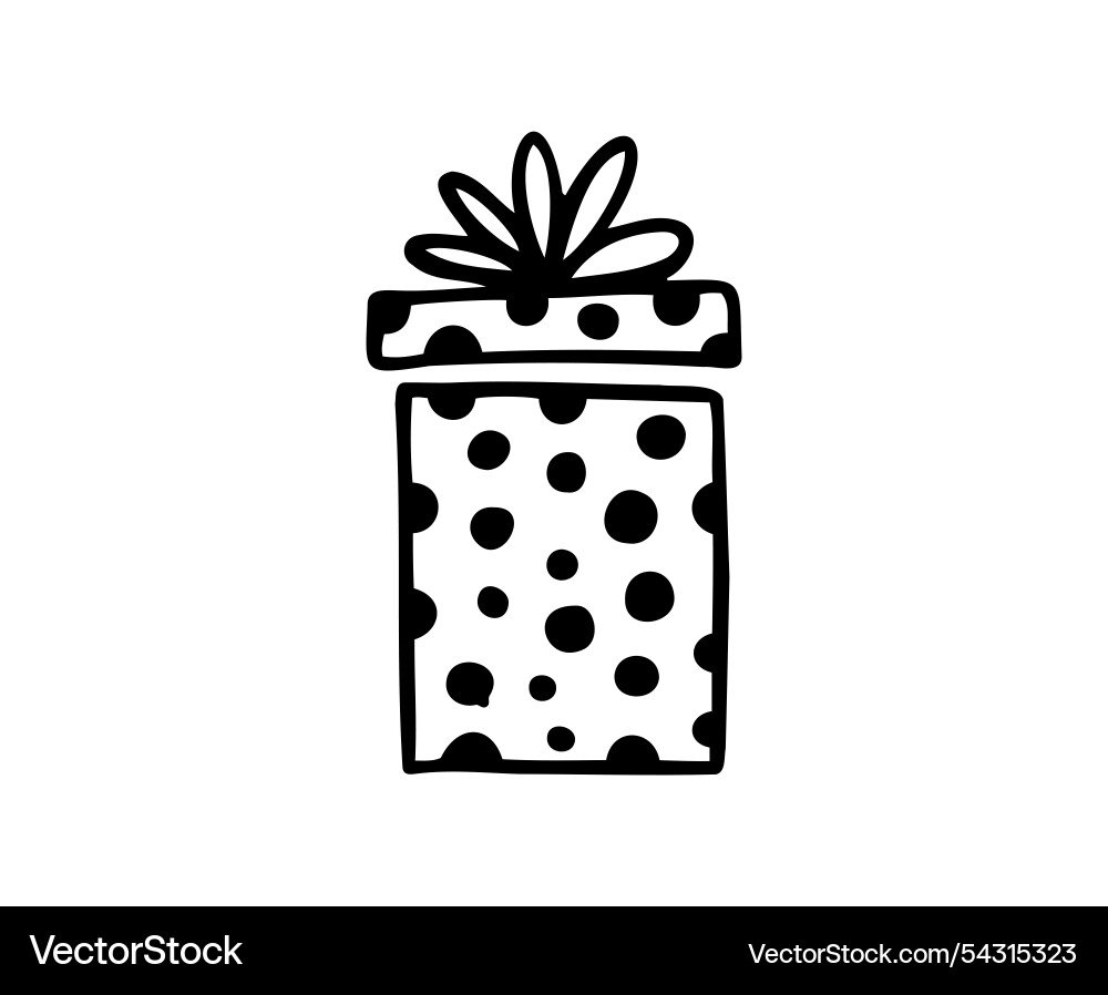 Hand drawn gift box isolated doodle outline Vector Image
