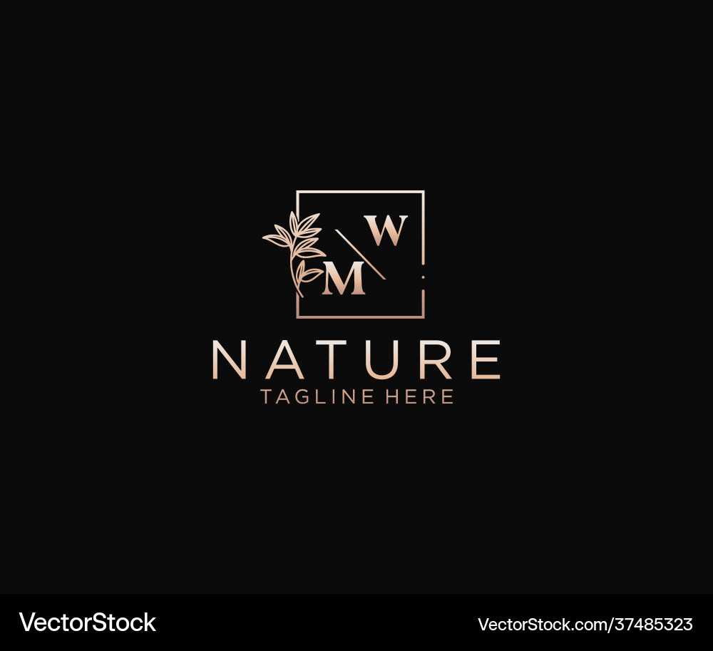 Initial wm letters beautiful floral feminine Vector Image Initial wm letters beautiful floral feminine Vector Image