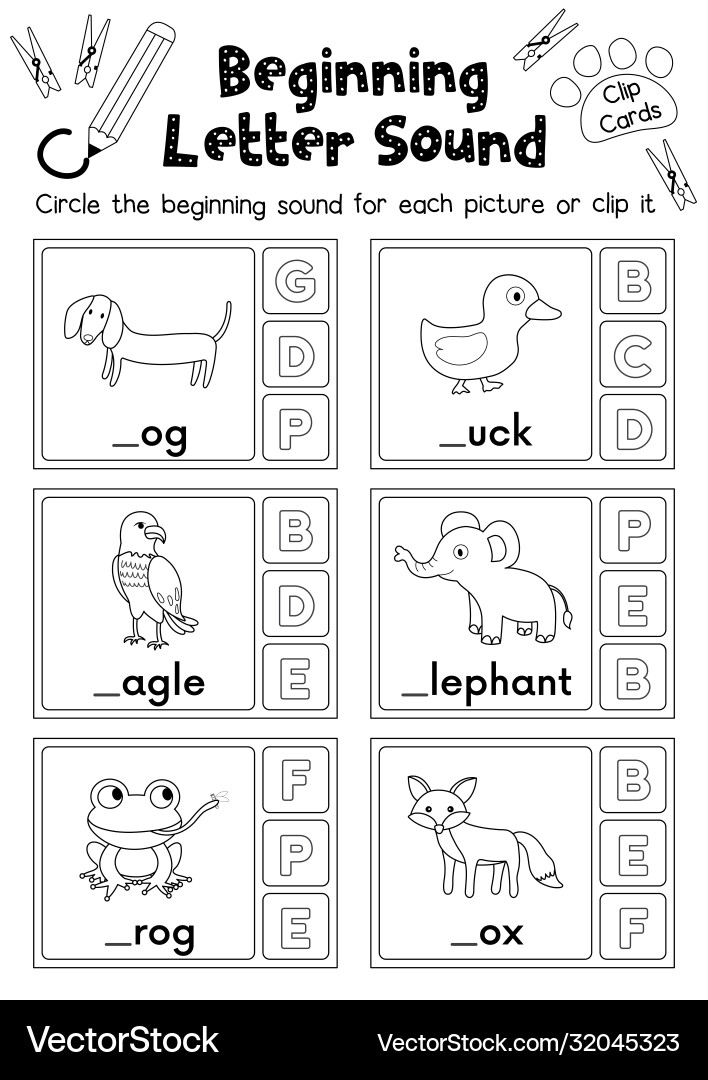 Letter Sounds D-E-F Coloring Worksheet Royalty Free Vector