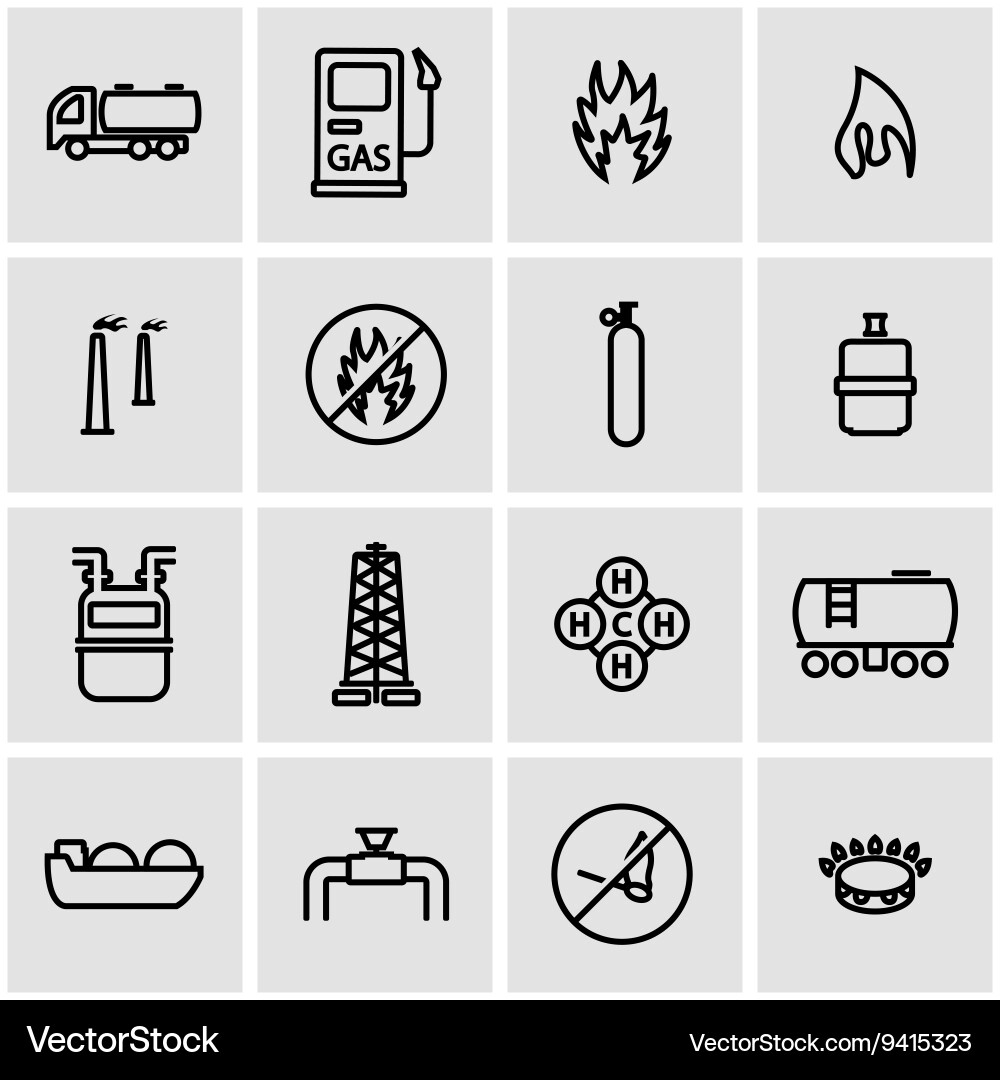 Line natural gas icon set Royalty Free Vector Image