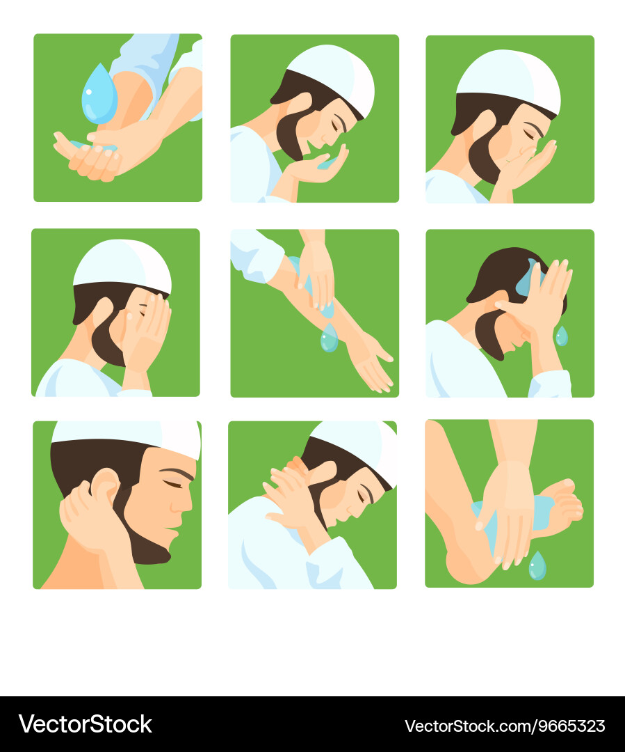 Muslim Ritual Purification Steps Royalty Free Vector Image