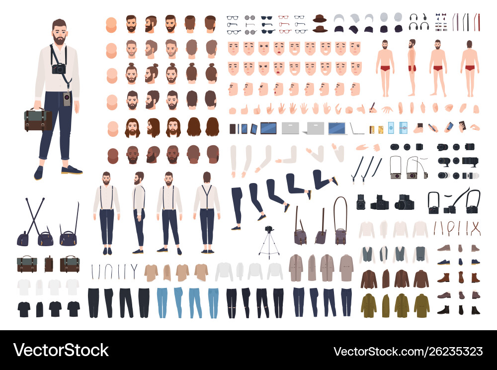 Photographer or photo journalist constructor kit Vector Image