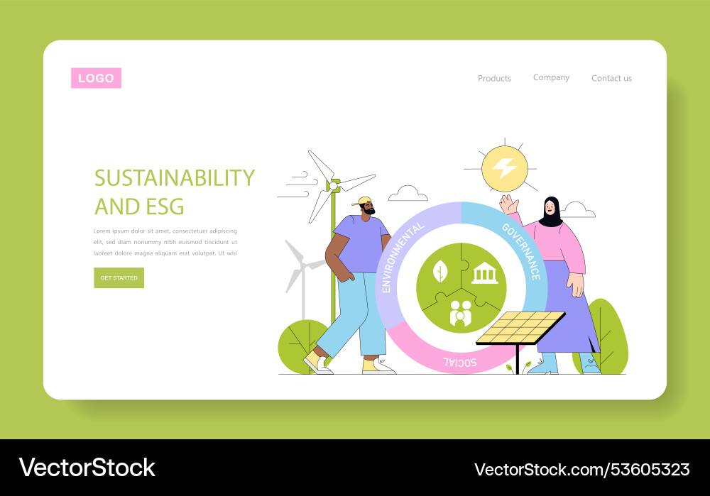 Sustainability and esg flat Royalty Free Vector Image
