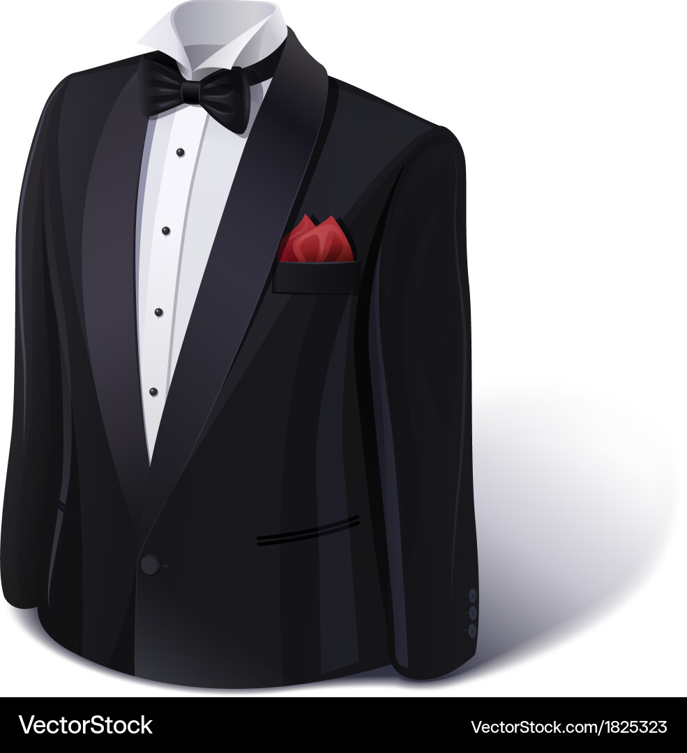 Tuxedo and bow stylish suit Royalty Free Vector Image