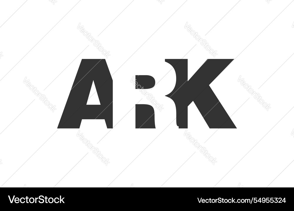 Ark logo design initial letter a r k bold font Vector Image
