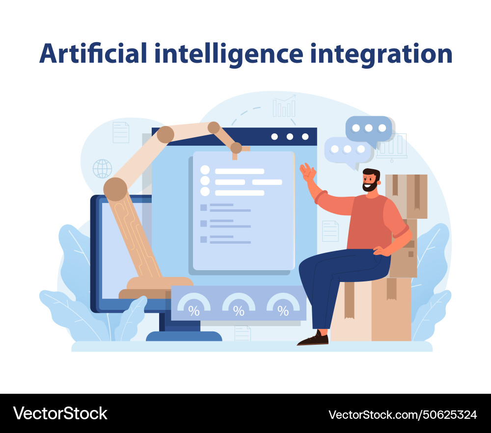 Artificial intelligence integration man Royalty Free Vector