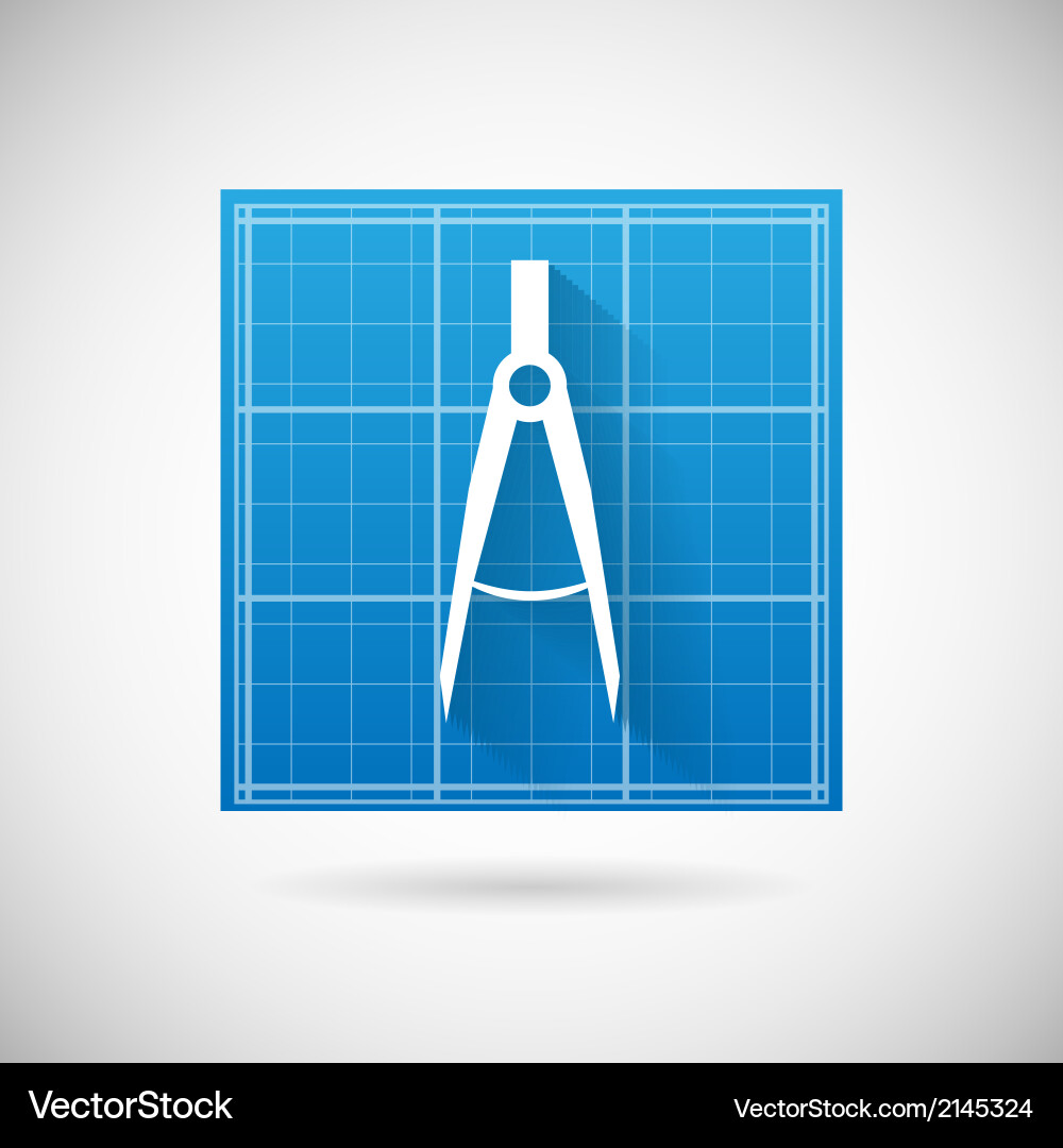 Blueprint & Compass Icon Royalty Free Vector Image