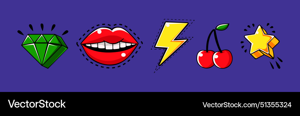 Bright comic style object and item set Royalty Free Vector
