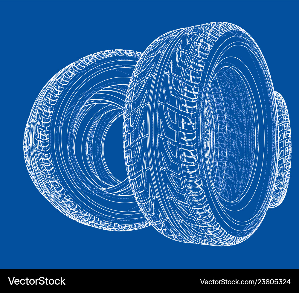 Car tires concept rendering of 3d Royalty Free Vector Image