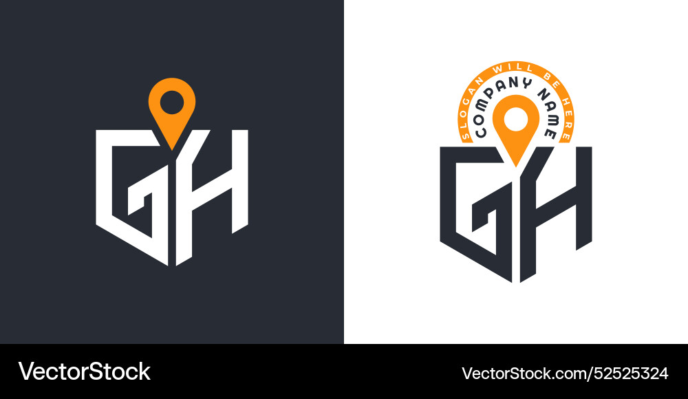 Gh location logo bundle letter dual icons Vector Image