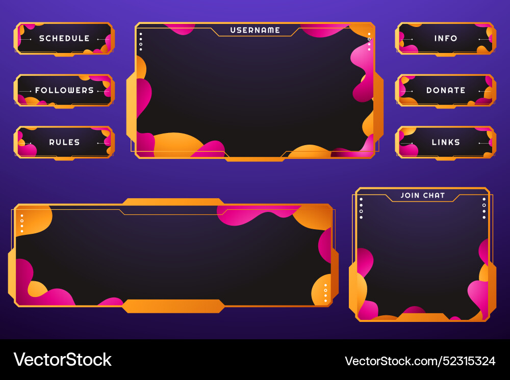 Gradient twitch platform panels Royalty Free Vector Image