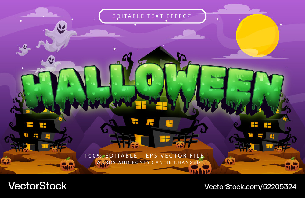 Halloween 3d text effect and editable text effect Vector Image