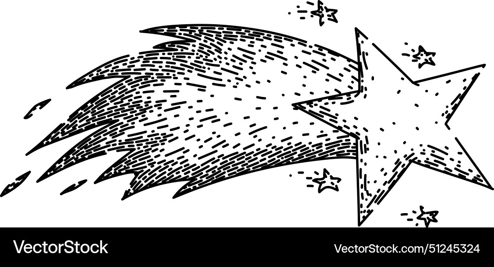 Happy star fall sketch hand drawn Royalty Free Vector Image
