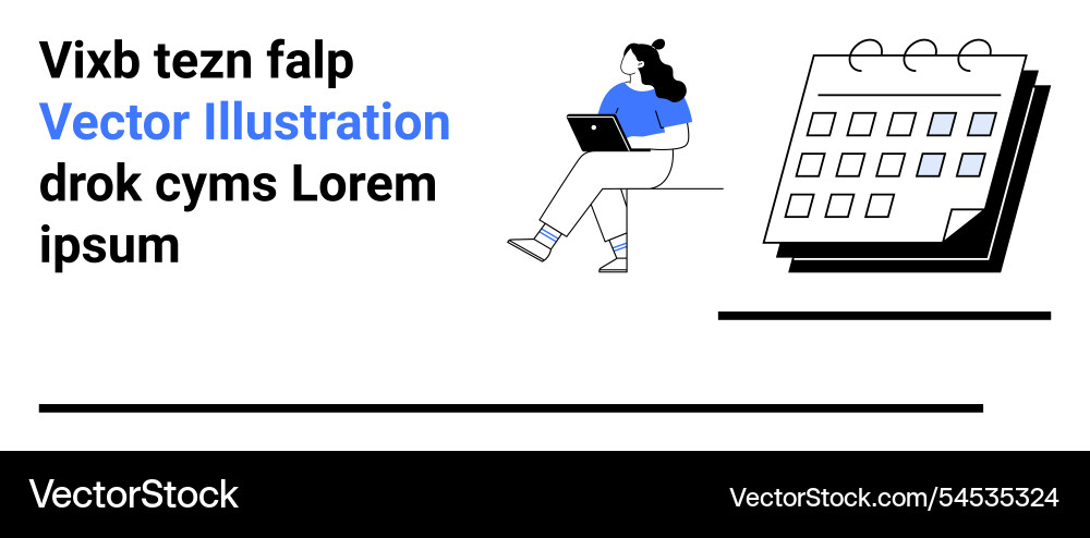 Person using laptop beside calendar with Vector Image