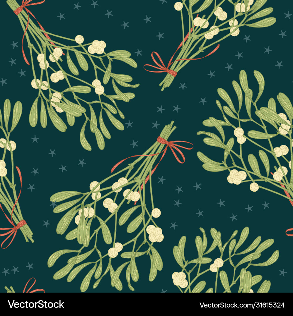 Retro Mistletoe Pattern Royalty Free Vector Image
