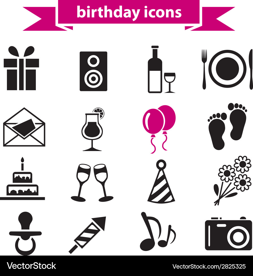 Birthday icons Royalty Free Vector Image - VectorStock
