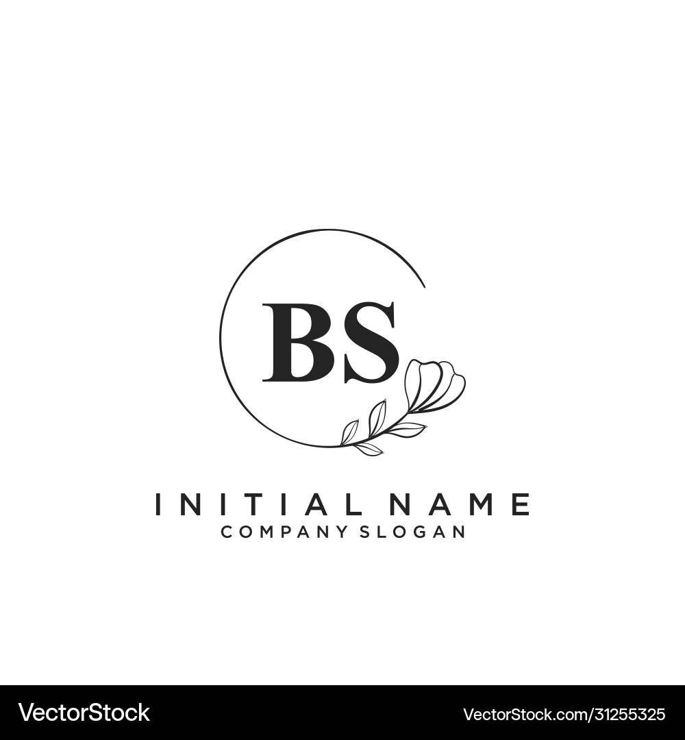 Bs initial handwriting logo design Royalty Free Vector Image