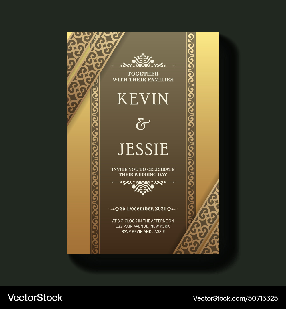 Elegant wedding invitation with pattern motif Vector Image