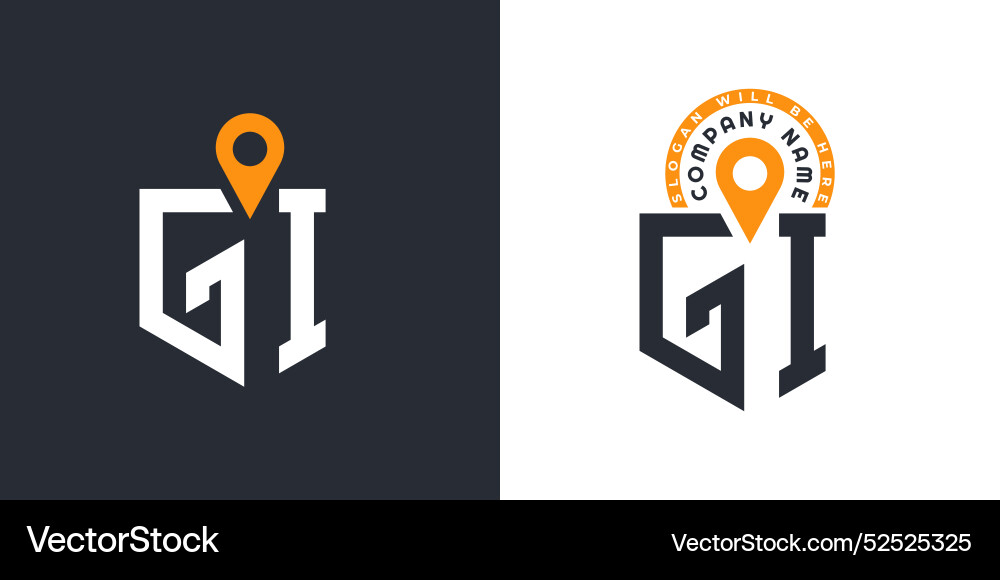 Gi location logo bundle letter gi logo dual icons Vector Image