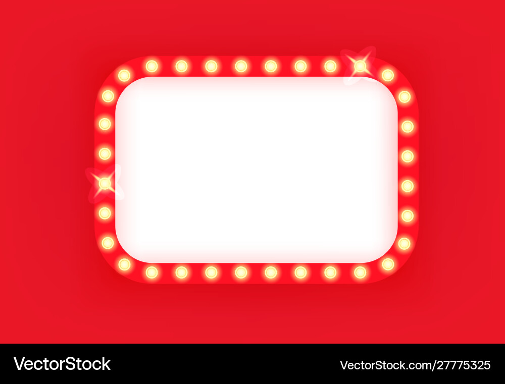 Illuminated retro cinema frame with rounded Vector Image