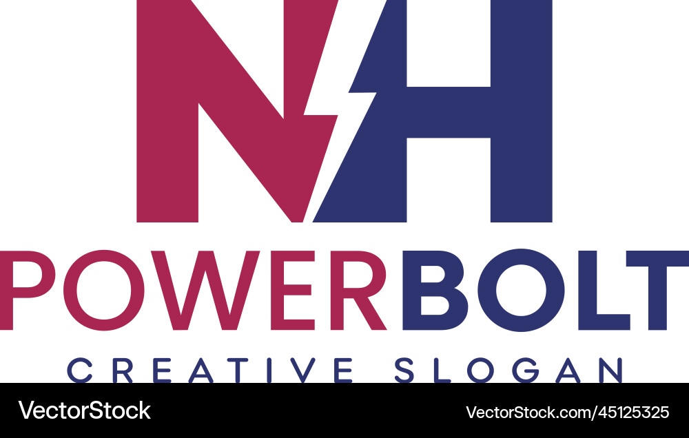 Letter n h electric power bolt logo Royalty Free Vector