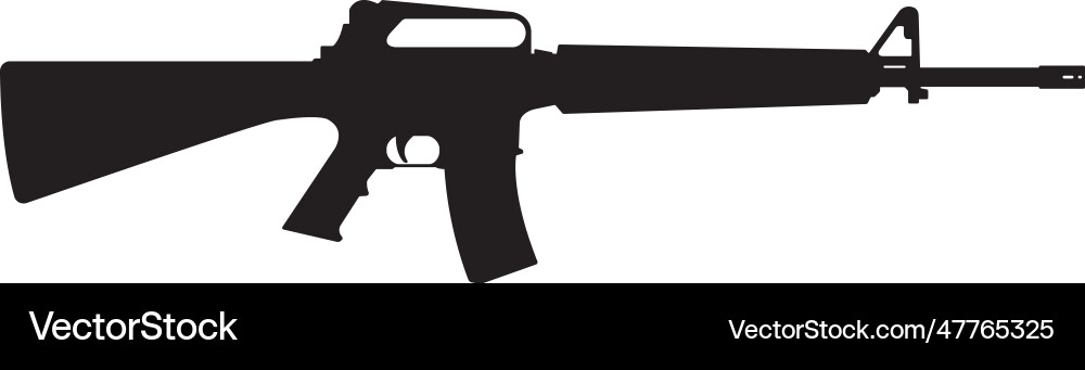 M16 icon machine gun black silhouette Royalty Free Vector