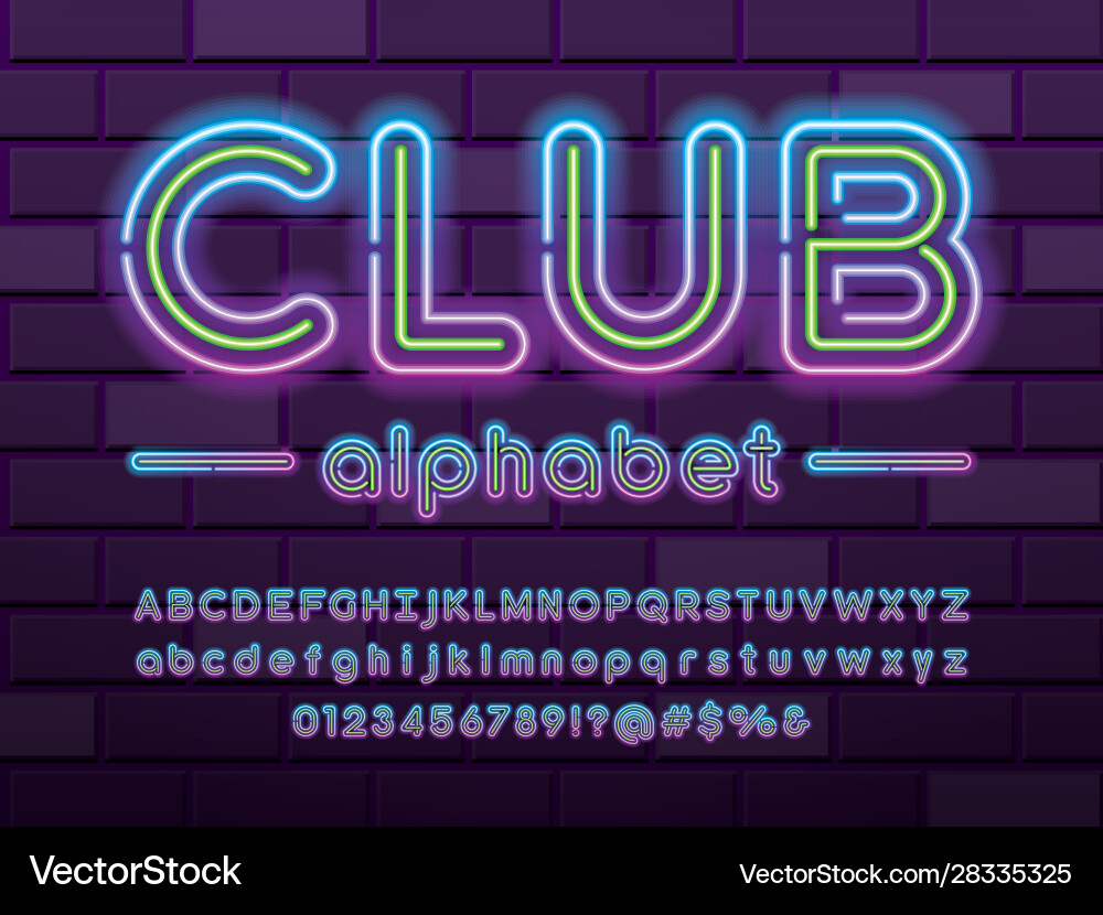 Neon font Royalty Free Vector Image - VectorStock