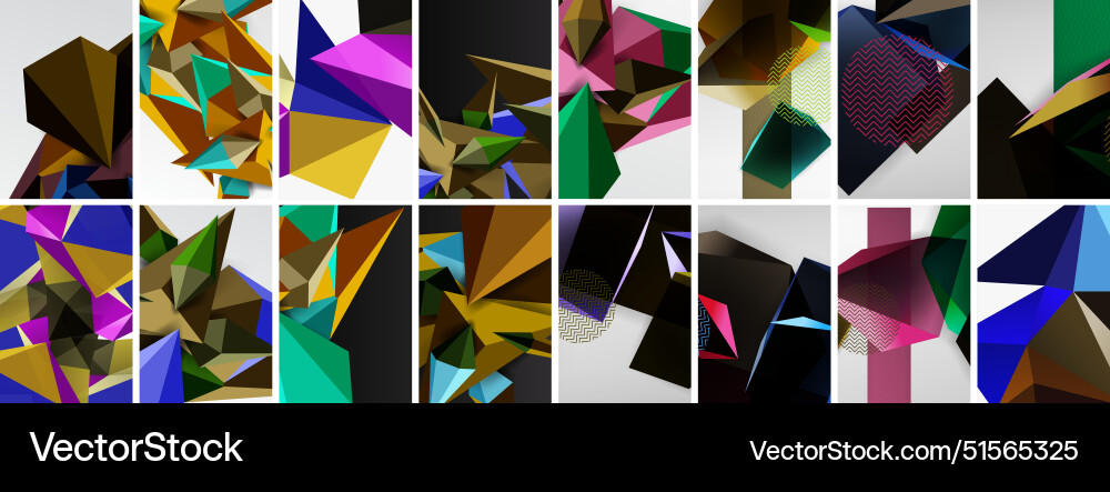 Set of low poly triangles poster geometric Vector Image