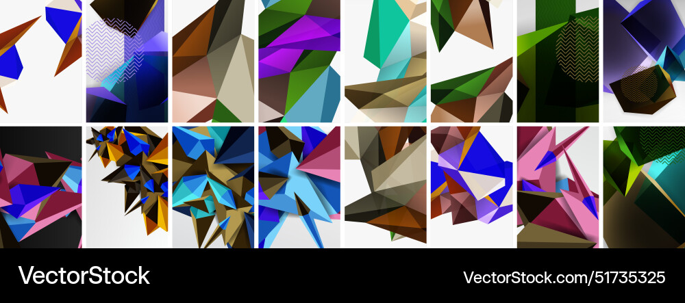 Set of low poly triangles poster geometric Vector Image