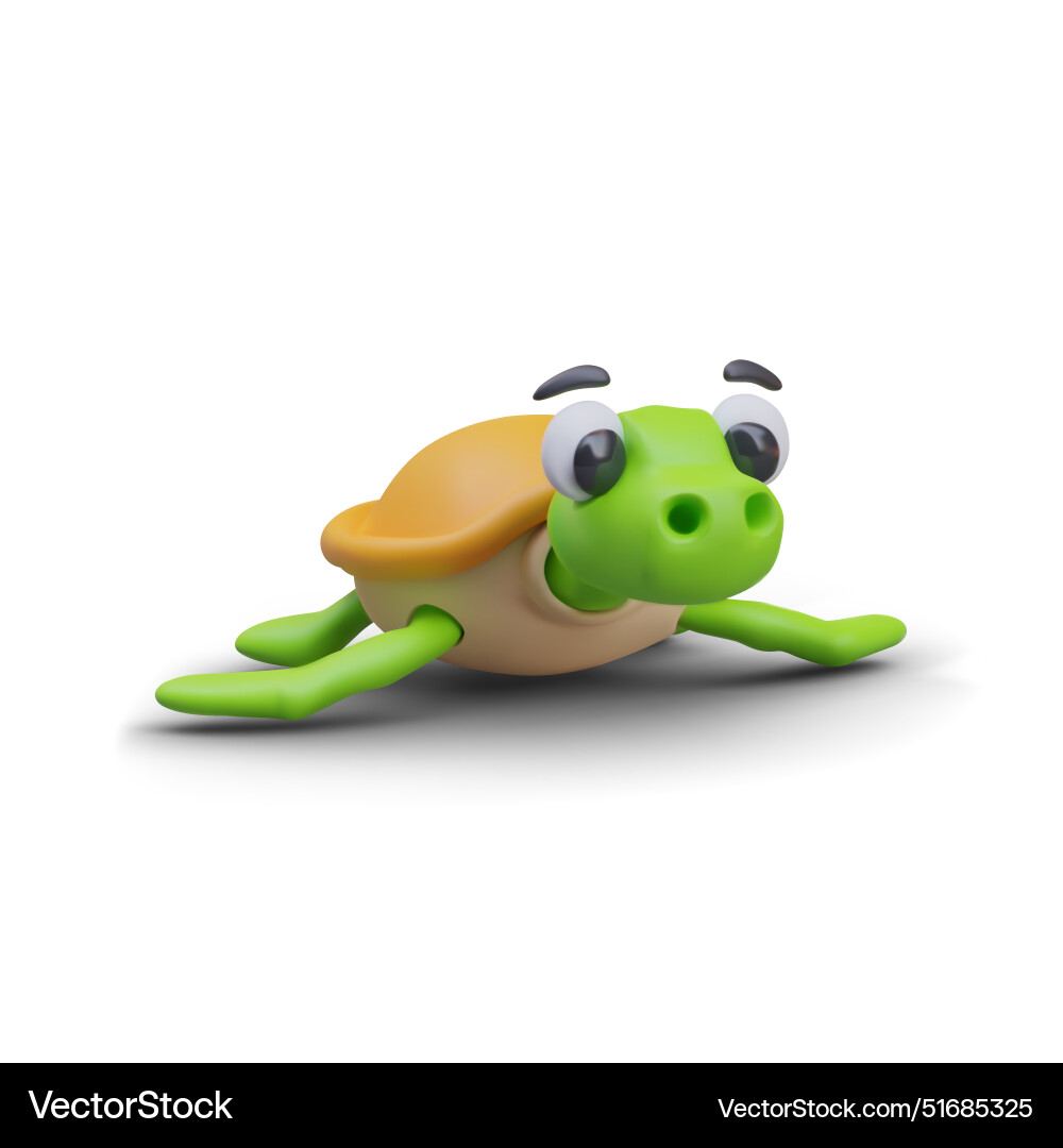 Side view on cute turtle crawls realistic Vector Image