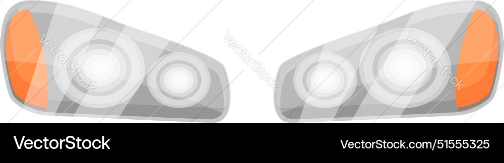 Two car headlights are shining in the dark Vector Image