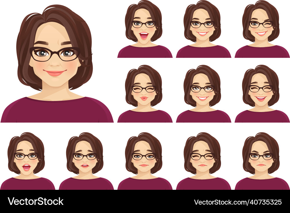 Woman expressions set Royalty Free Vector Image