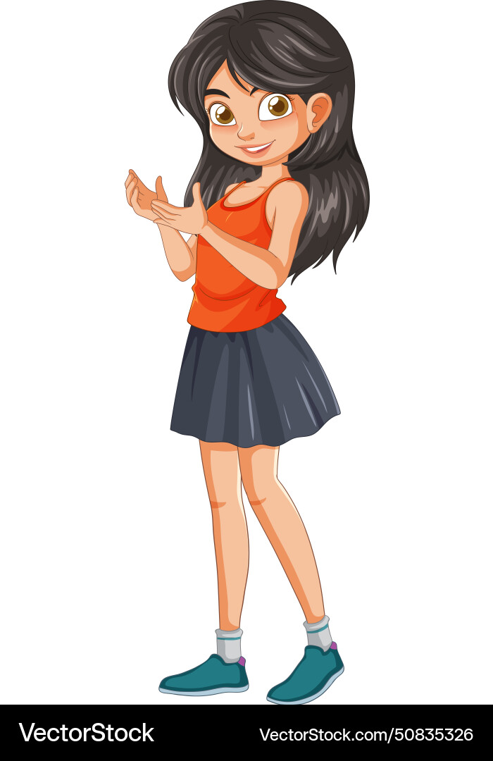 A happy girl clapping Royalty Free Vector Image