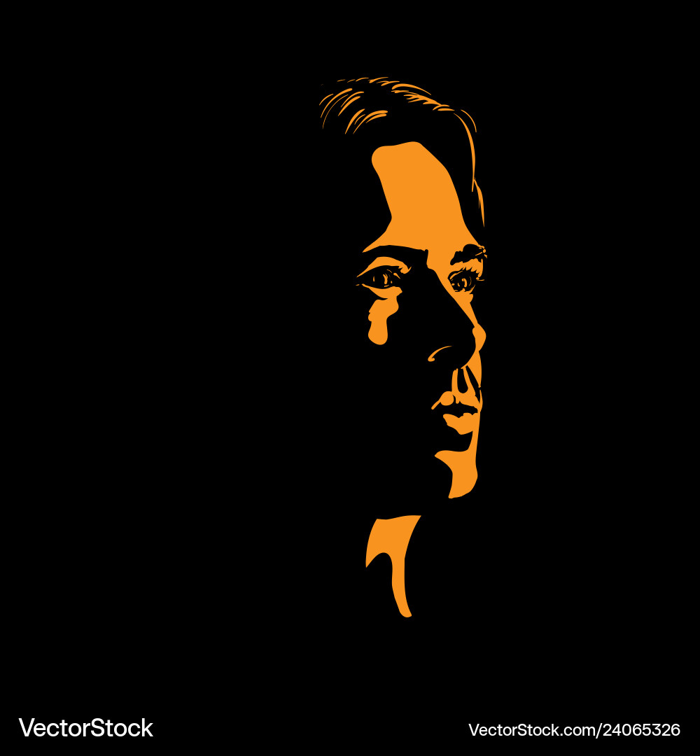 Backlit Silhouette Portrait - Man Royalty Free Vector Image