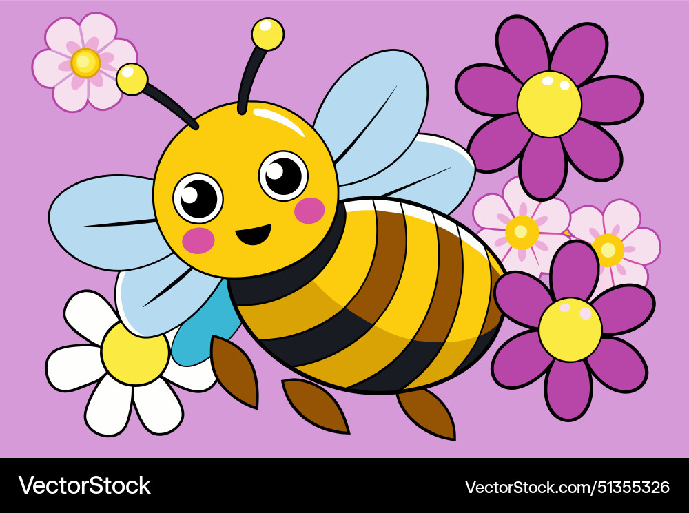 Buzzing beauty captivating cute bee Royalty Free Vector