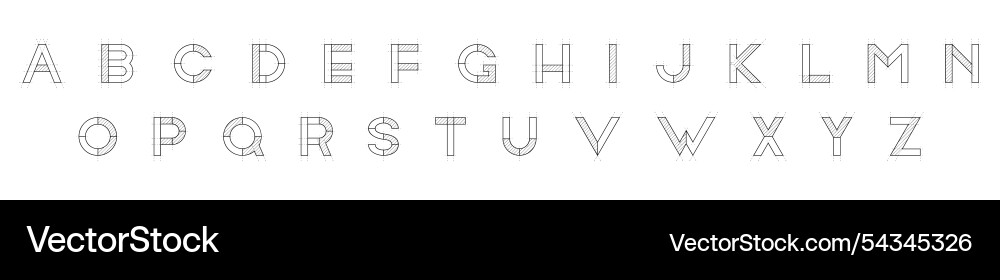 Custom construction style lettering font alphabet Vector Image