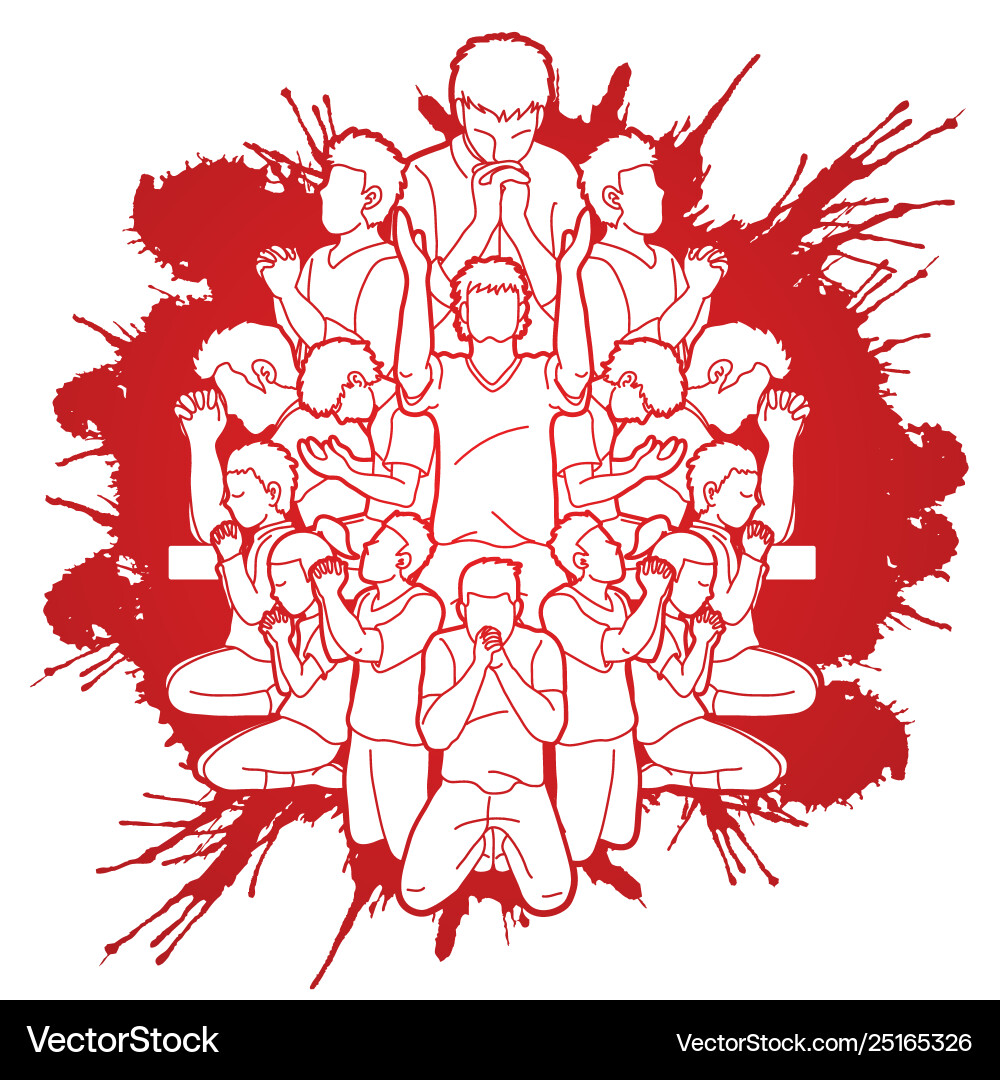 Group prayer christian praying together Royalty Free Vector