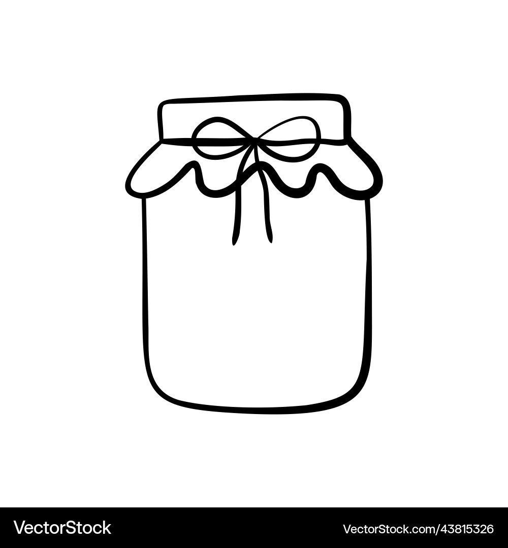 Hand drawn mason jar sketch with ribbon Royalty Free Vector