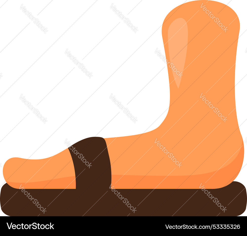 Human foot wearing brown leather sandal side view Vector Image