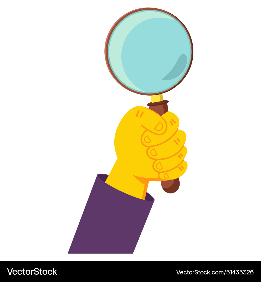 Human hand holding magnifying glass cartoon Vector Image