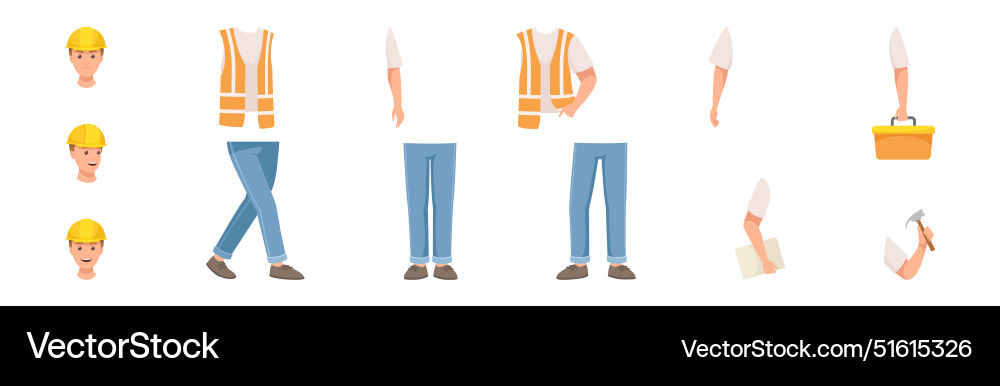 Man builder character constructor with body part Vector Image