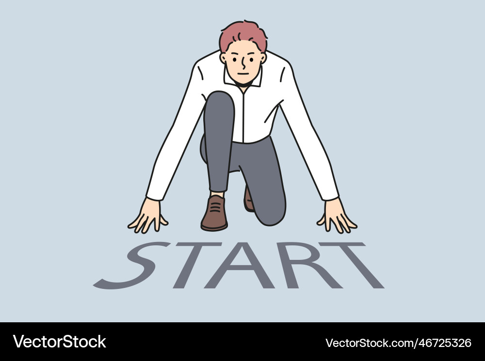 Motivated businessman get ready at start Vector Image