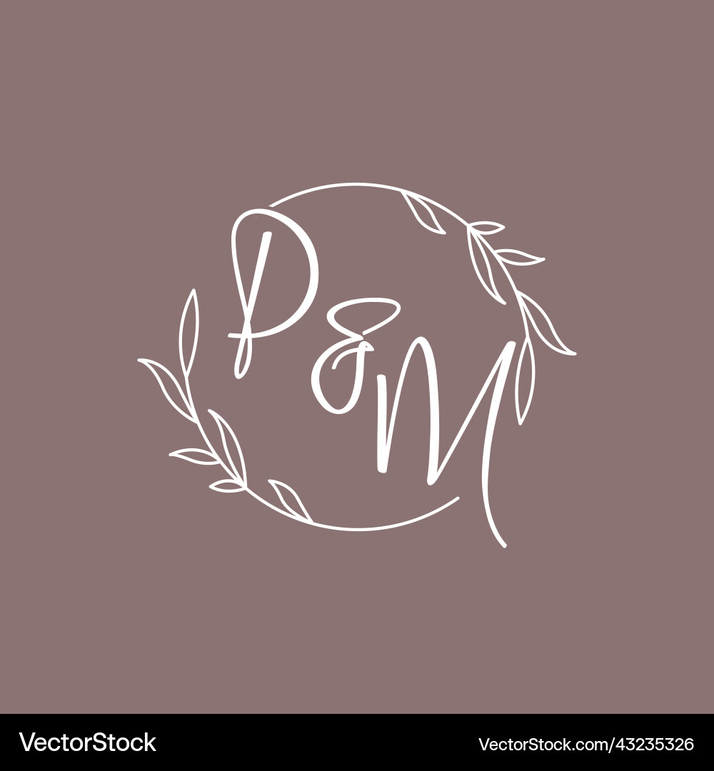 Pm wedding initials monogram logo ideas Royalty Free Vector