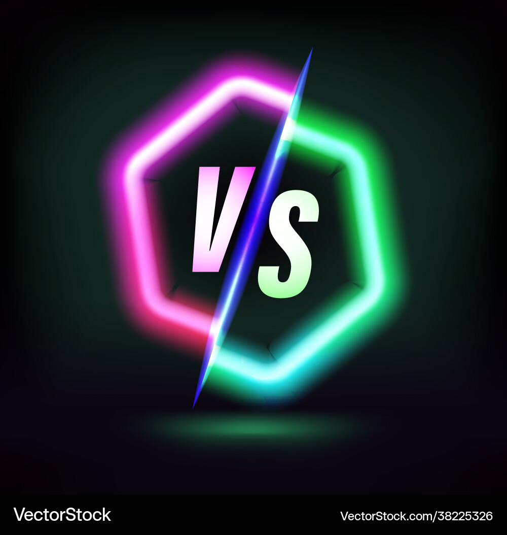 Versus concept glowing logo with vs letters Vector Image