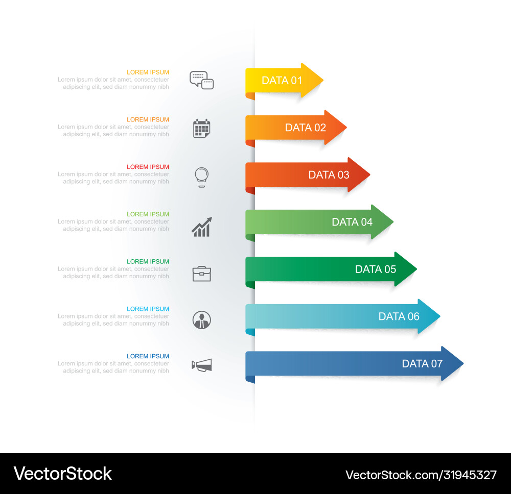 7 data infographics tab paper index and arrow Vector Image
