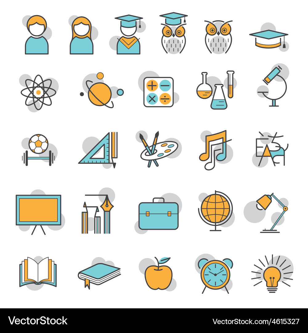Education Line Icons - Learning & Study Vector Image